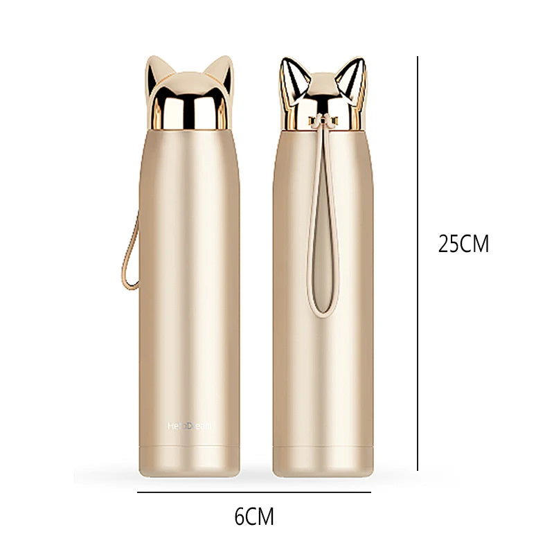 Stainless Steel Thermos with Cat Ears Design Thermocup Insulated Tumbl